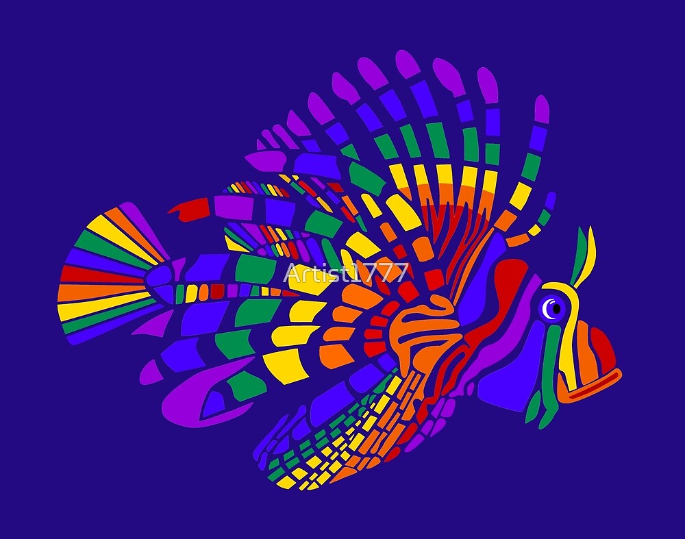 "Rainbow Lionfish" by Artist1777 | Redbubble