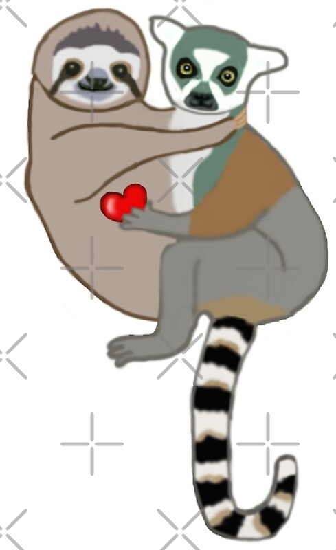 "Sloth Lemur Love" by Caitlyn M Cooper | Redbubble