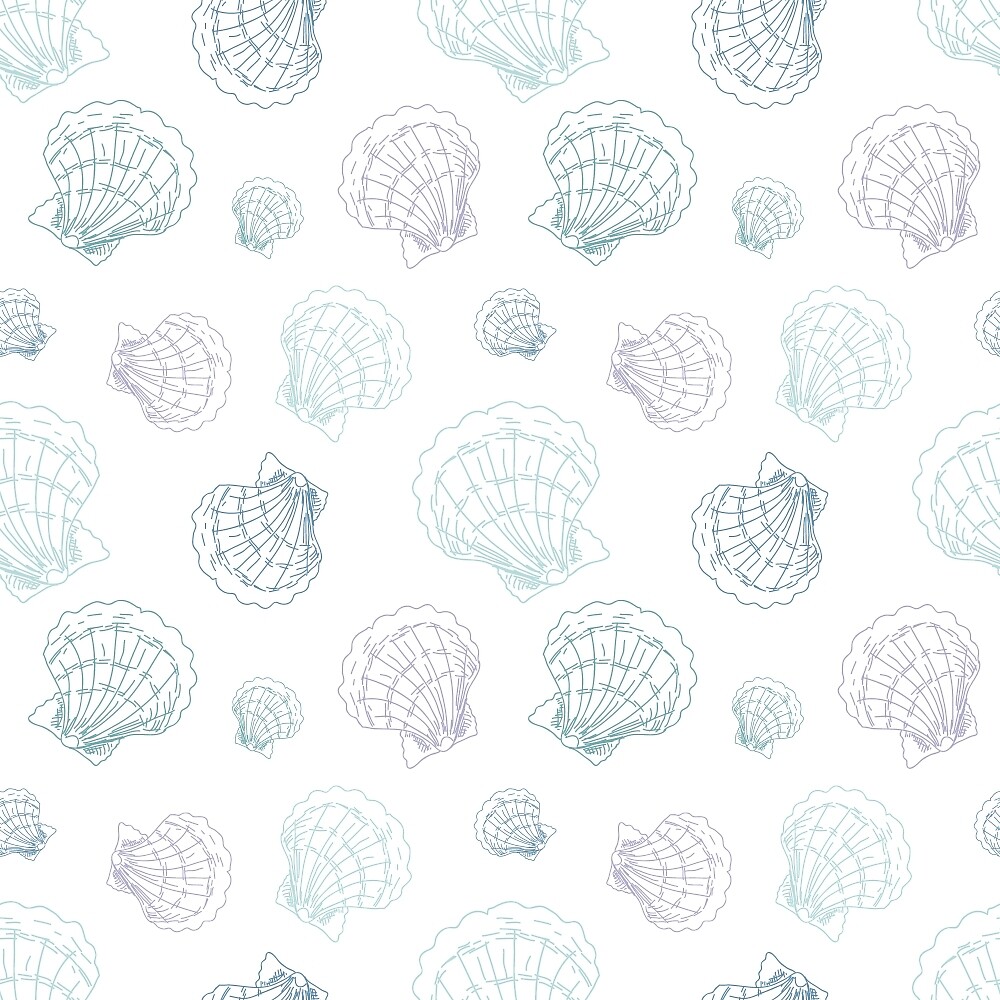 "Sketchy hand drawn seashells in blue colors" by Larysa Zabrotskaya ...