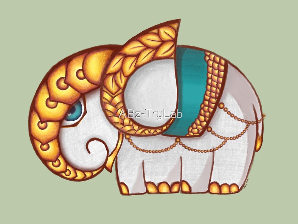 "Beautiful classic illustration of elephant - light green" by ABz ...