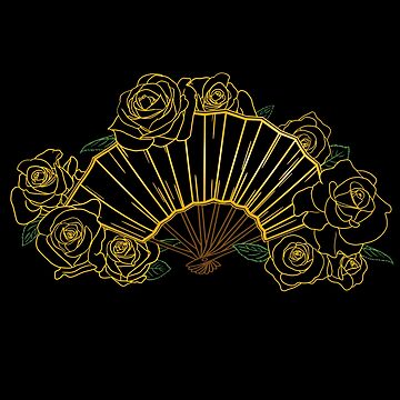 "Kyoshi - Fan and Roses" Sticker for Sale by -Jewel-Art- | Redbubble