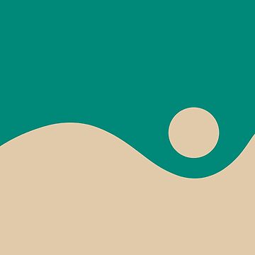 "Nami Minimalist Wave and Sun Abstract in Mid Mod Turquoise Teal and ...