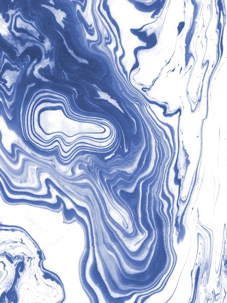 "Iwao - abstract minimal indigo blue art print swirl wave water ocean ...
