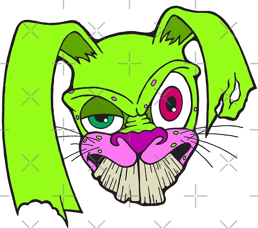 "Crazy Bunny (Green And Pink)" by M. Scott Phifer | Redbubble