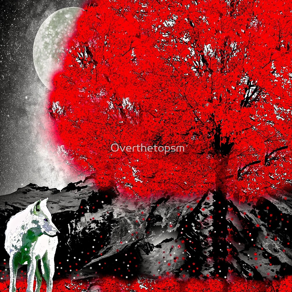 "Tree Moon Wolf Mountain" by Saundra Myles | Redbubble