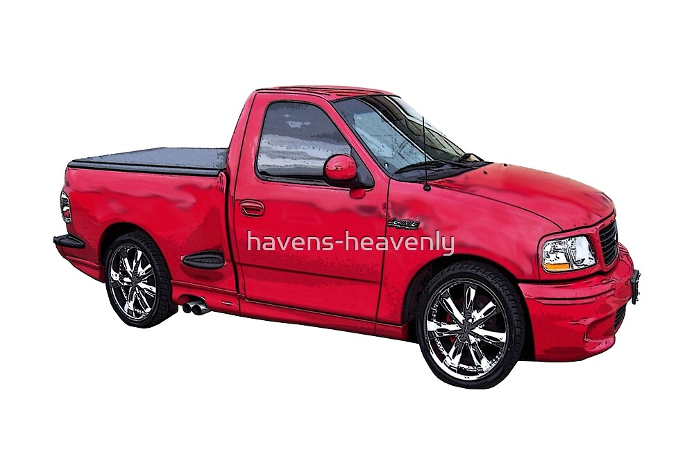 "Cartooned Red 2002 Ford SVT F-150 Lightning Pickup Truck Right Front ...