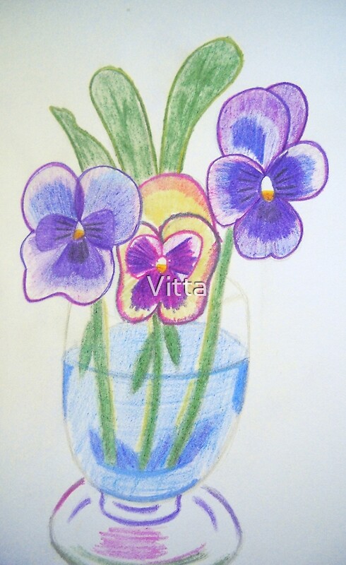 "Pansies - Pencil Drawing" by Vitta | Redbubble