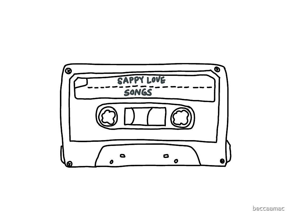 "SAPPY LOVE SONGS - CASSETTE TAPE (BLACK)" by beccaamac | Redbubble