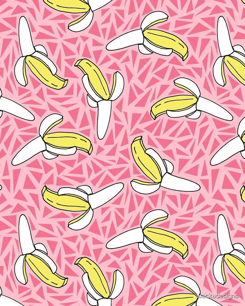 "Low Down - abstract bananas fruit print triangles geometric memphis ...
