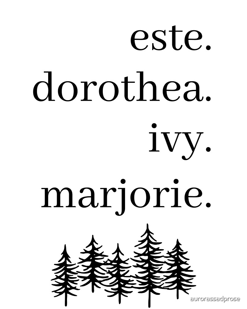 "evermore trees roll call graphic" by aurorassadprose | Redbubble