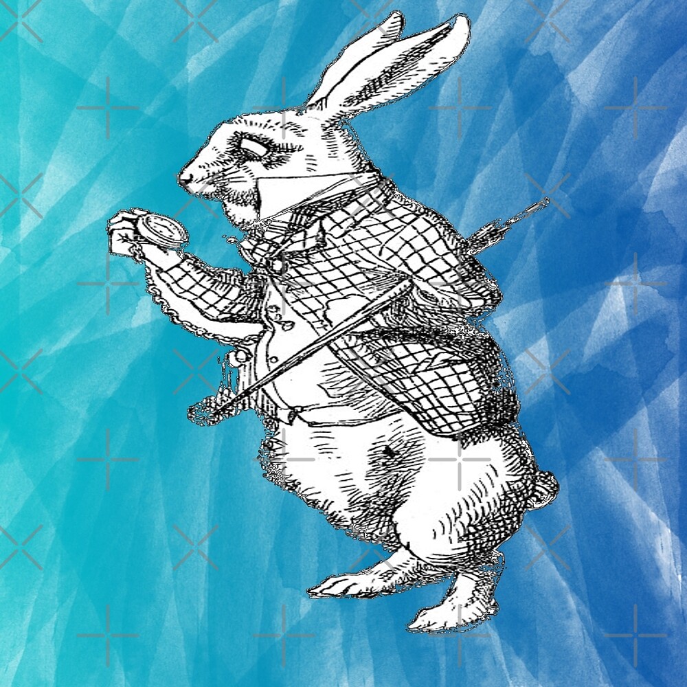 "White Rabbit from Alice's Adventures in Wonderland in Blue Watercolor ...