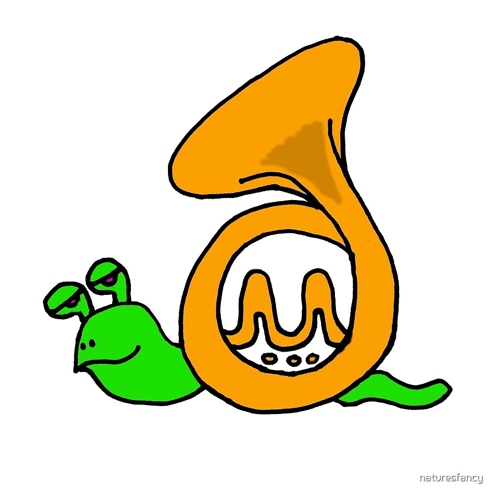 "Cool Funny Lime Green Snail with French Horn Shell" by naturesfancy ...