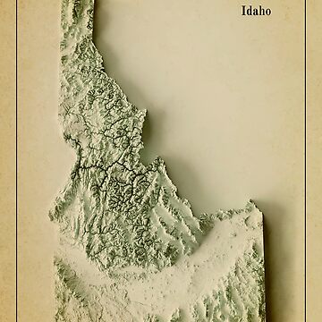 "Idaho Relief Map 3D digitally-rendered" Sticker for Sale by ThinkAboutMaps | Redbubble
