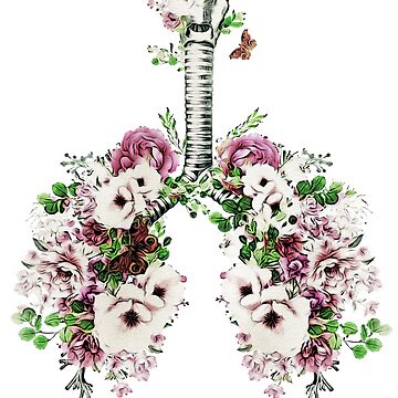 "Lungs, floral, pink antique white roses,lung cancer awareness" Art ...
