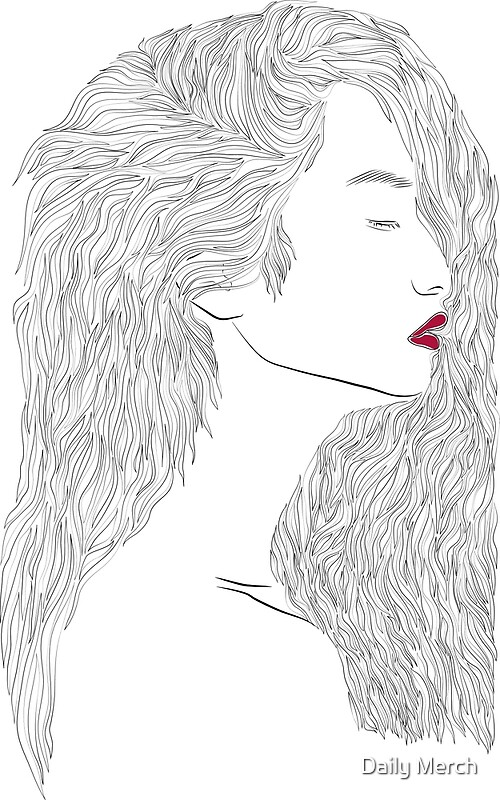 "Woman Hairstyle 03 Line Art" by Daily Merch | Redbubble