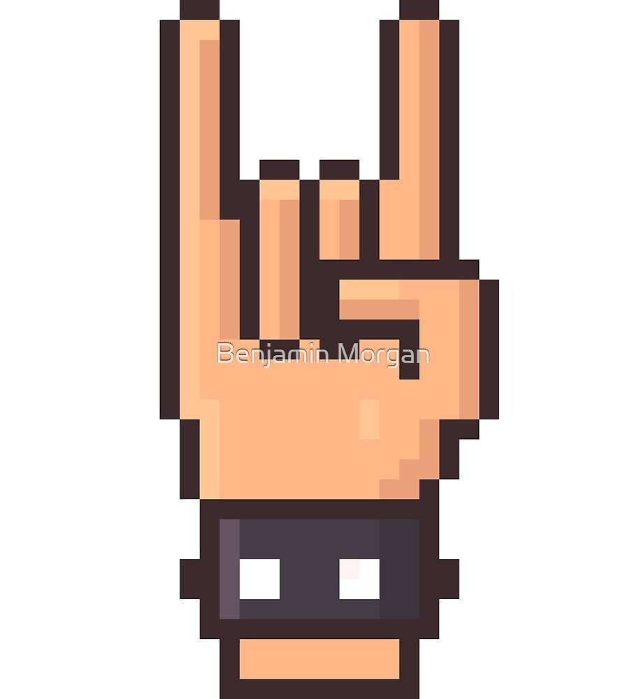 "Pixel Art Rock Hand" by Benjamin Morgan | Redbubble
