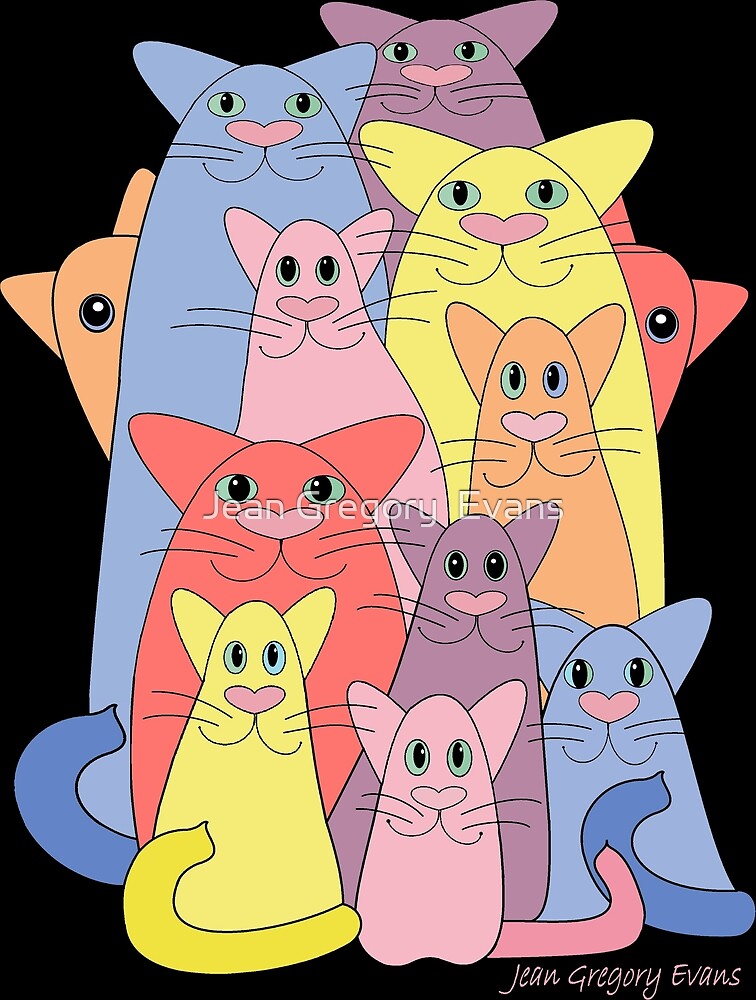 "Twelve Cats For Happiness" by Jean Gregory Evans | Redbubble