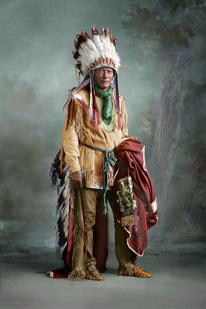 "Colorized American Indian Chief Porcupine circa 1900" by lexmil ...