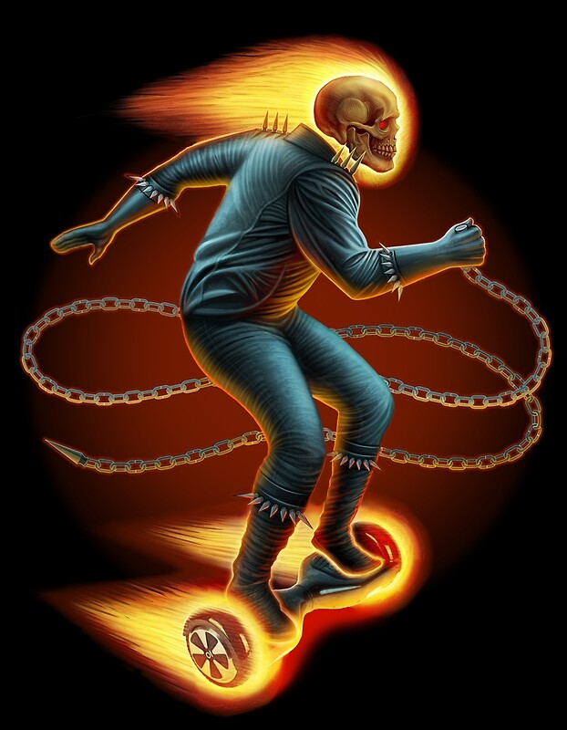 "Ghost Rider On a Hoverboard" by Matt Curtis | Redbubble