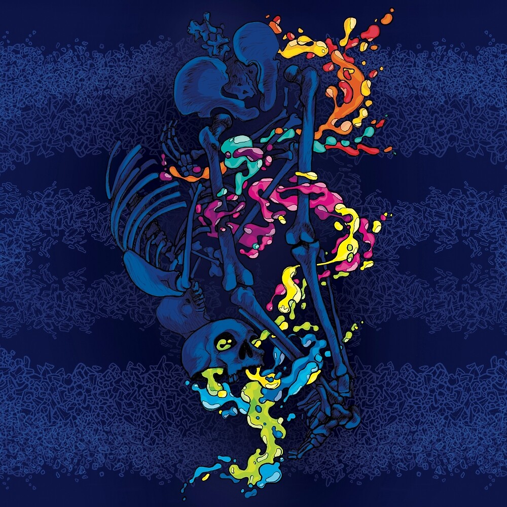 "Psychedelic Skeleton Bone Fluid Rock Rainbow Pepe Psyche" by Pepe ...