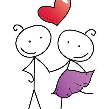 "Stick figure couple in love with heart" Art Board Print by SteffiW ...