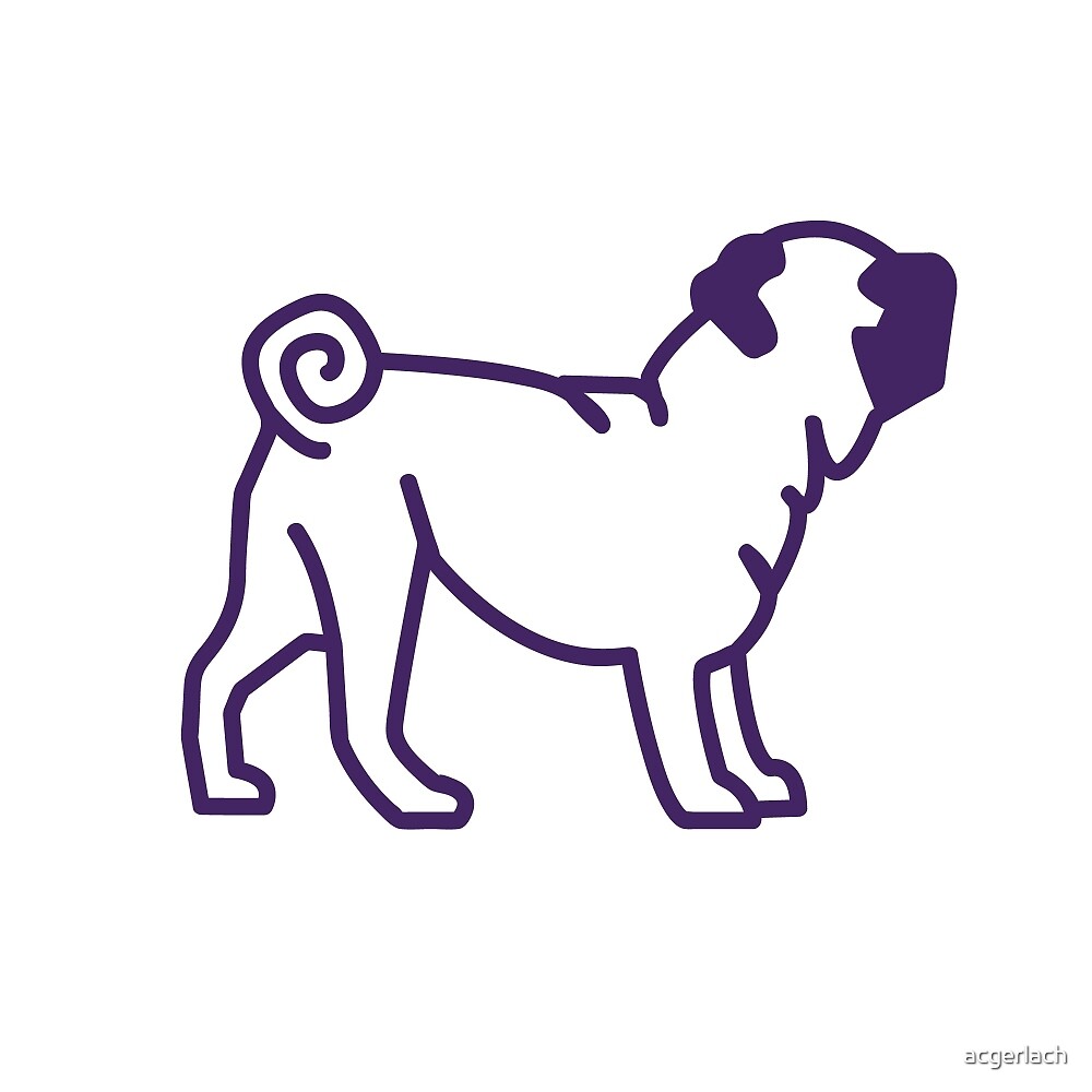 "Pug Outline" by acgerlach | Redbubble