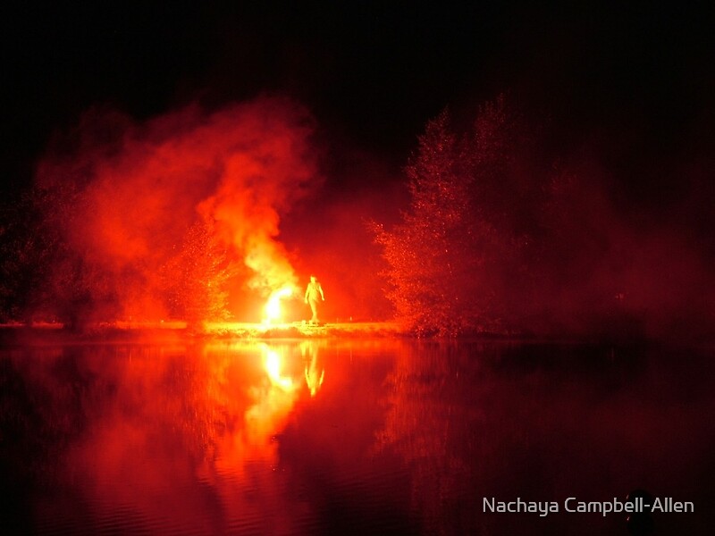 "fire over water" by Silk Alchemy | Redbubble