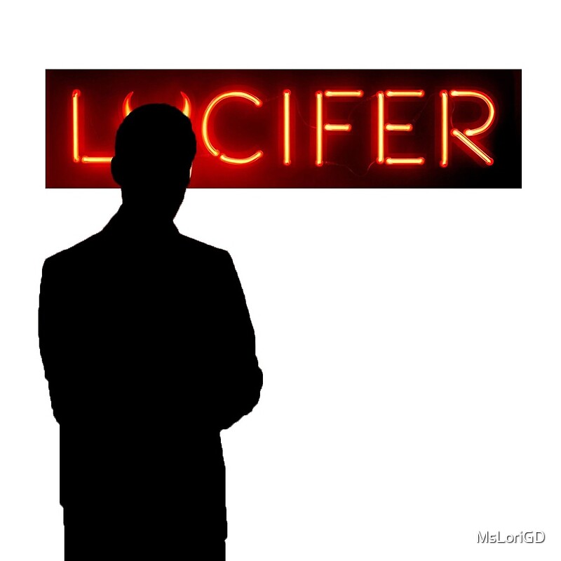"Lucifer's Silhouette and Neon Sign" by MsLoriGD | Redbubble