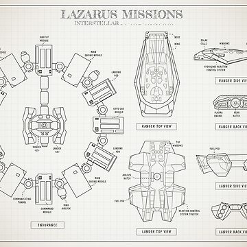 " Lazarus Mission - Interstellar Movie Blueprint Light Ivory" Tri-blend ...
