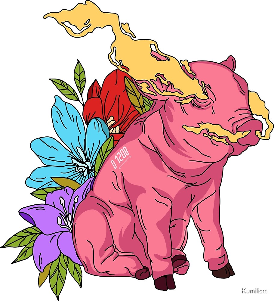 "Angry Pig with Fire" by Kumilism | Redbubble