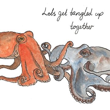 "Tangled Octopuses greetings card" Sticker for Sale by skeletonotes ...