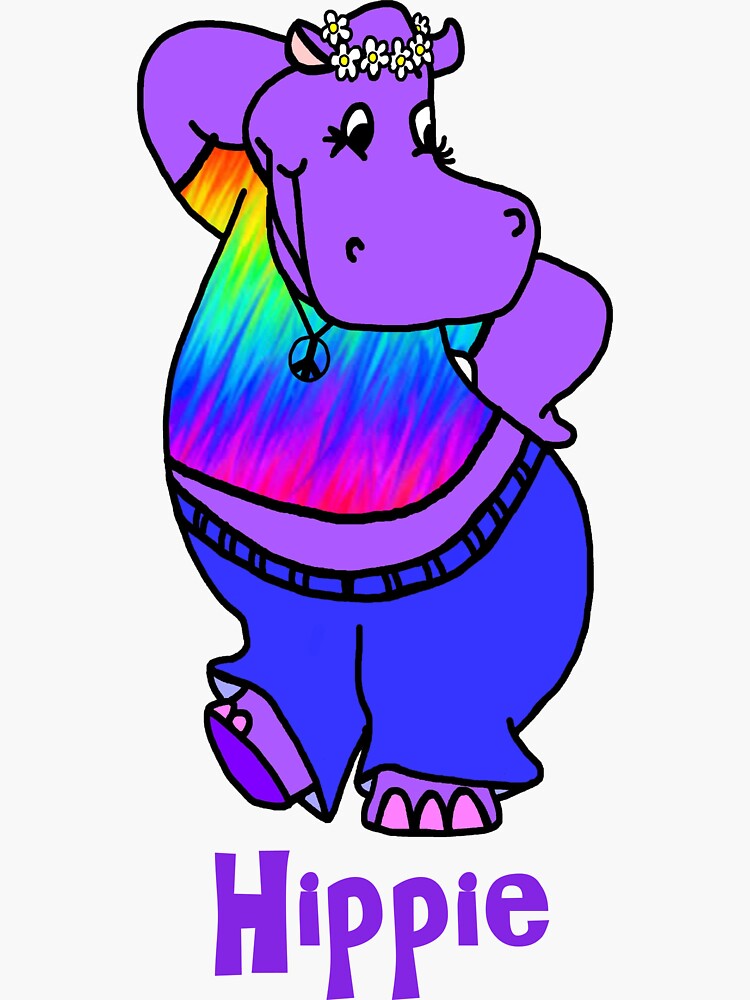 "Hippie Hippo" Sticker by imphavok | Redbubble
