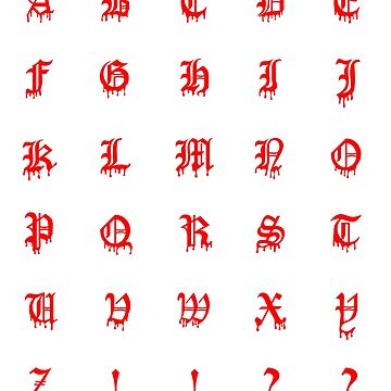 "Red Uppercase Gothic Letters Alphabet Pack" Sticker for Sale by ...