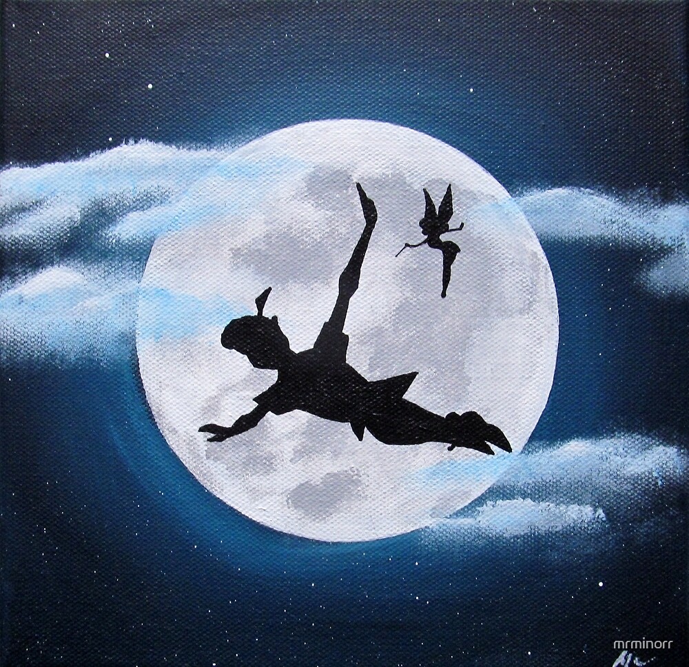 "peter pan moon - acrylic painting" by mrminorr | Redbubble