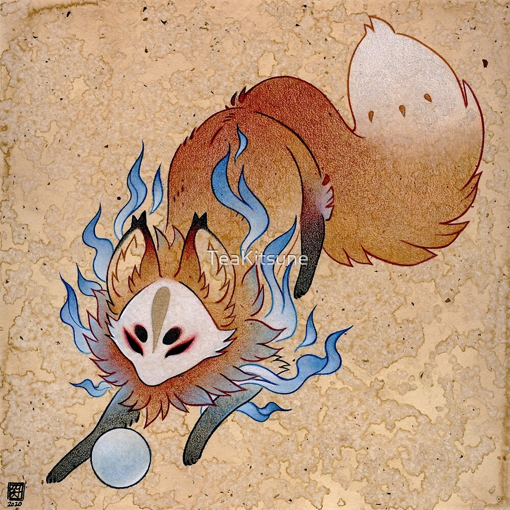 "Little Wisp - TeaKitsune Fox Yokai" by TeaKitsune | Redbubble