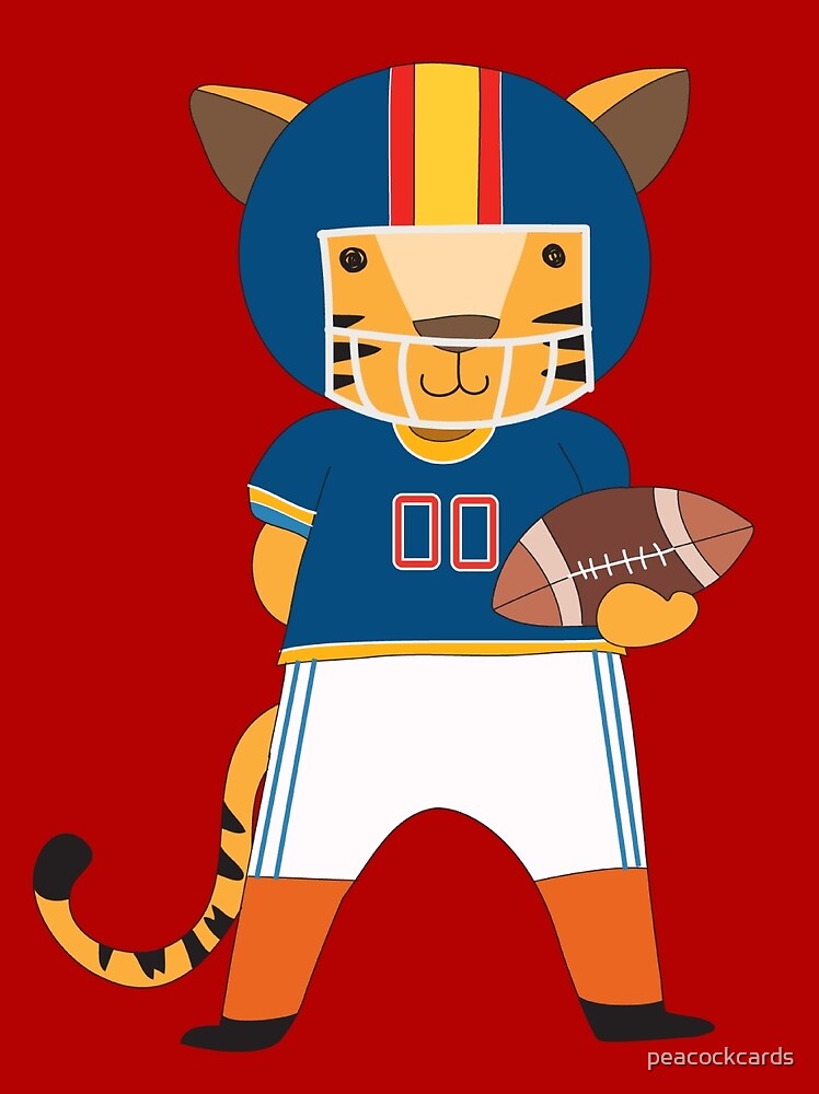 "Cartoon Animals Sports Tiger Football Player" by peacockcards | Redbubble