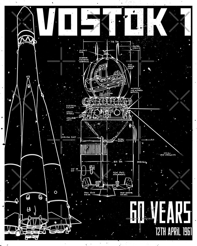 "Vostok 1 Blueprint 60th Anniversary " by ScienceNStuff | Redbubble
