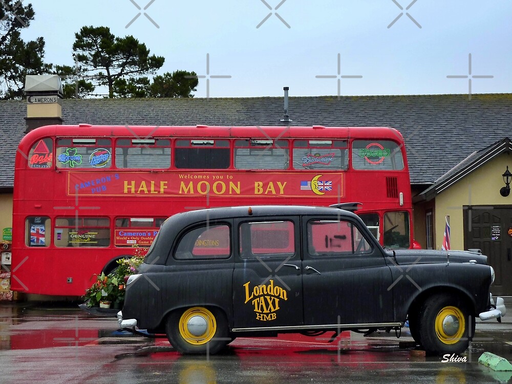"London bus and Taxi - at Half Moon Bay" by Shiva77 | Redbubble