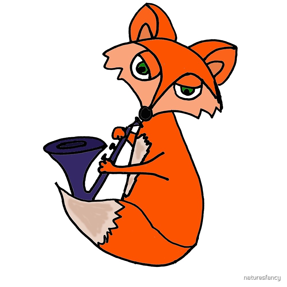 "Cool Red Fox Playing Saxophone" by naturesfancy | Redbubble
