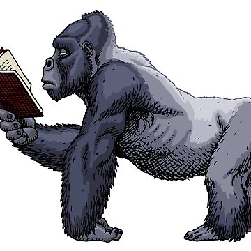 "Reading Silverback" Sticker for Sale by Ninjangulo | Redbubble