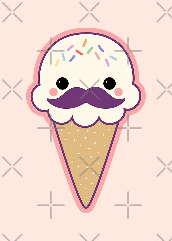 "Cute Mustache Ice Cream" by sugarhai | Redbubble