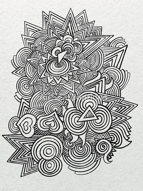 "Intricate doodle geometric design, ink on textured paper pattern" by ...
