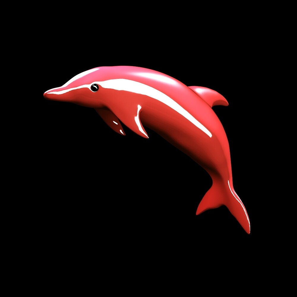 "Cute 3D Red Dolphin - Black Background" by 80sDolphin | Redbubble