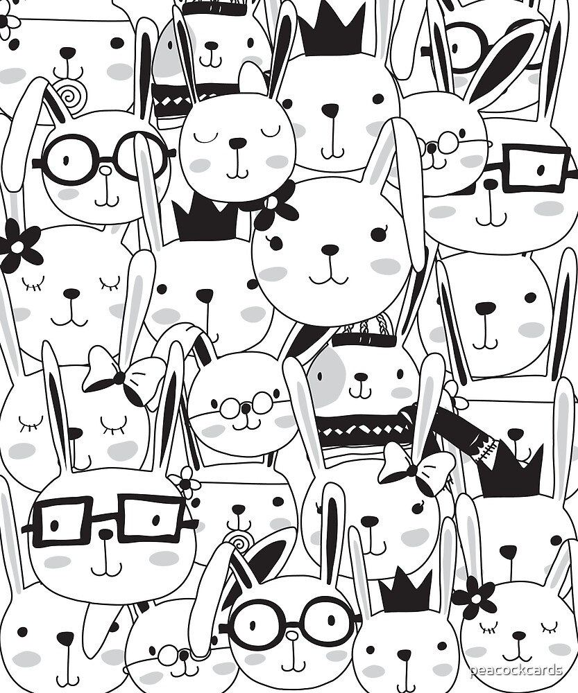 "Cute Cartoon Animals So Many Bunny Rabbits" by peacockcards | Redbubble
