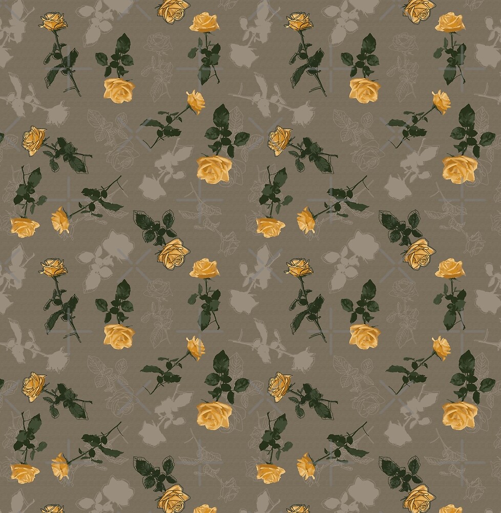 "Yellow Rose Repeat Pattern" by SarahKCreative | Redbubble