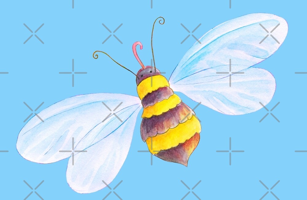 "Cute honey bee whimsical watercolor art" by Sarah Trett | Redbubble