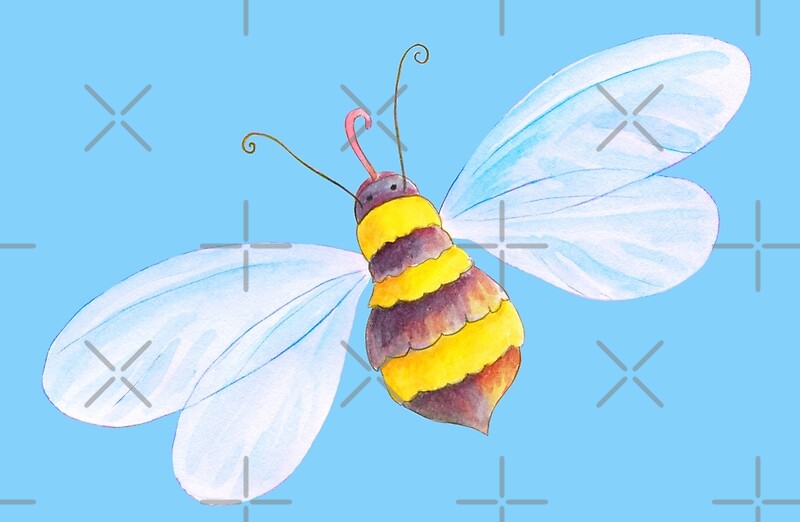 "Cute honey bee whimsical watercolor art" by Sarah Trett | Redbubble