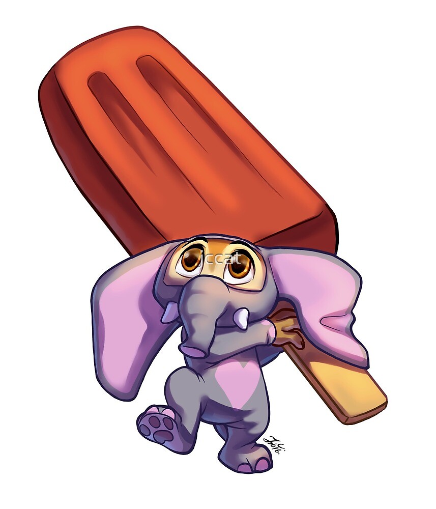 "Finnick elephant with jumbo popsicle" by jccat | Redbubble