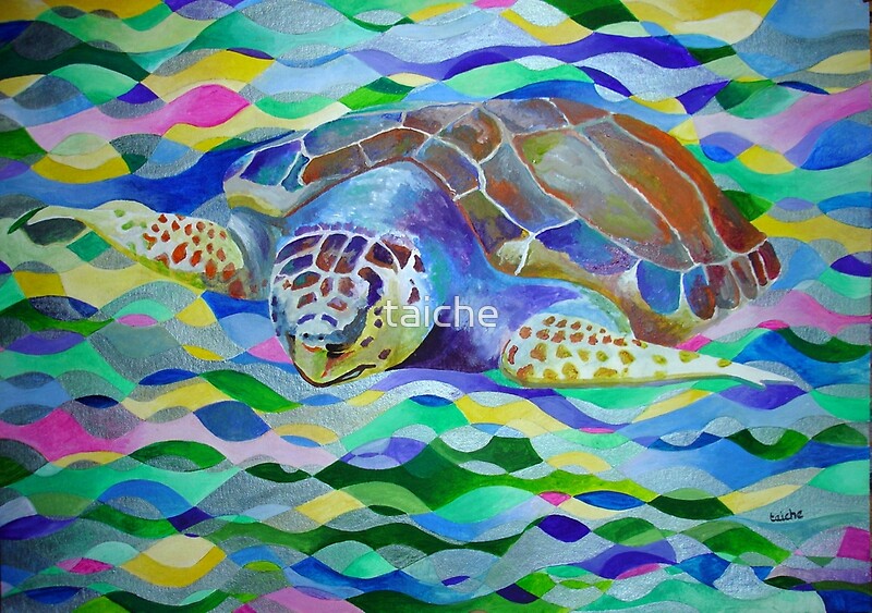 "Loggerhead Turtle Colorful Art" by taiche | Redbubble