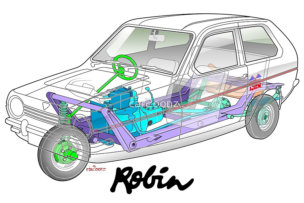 "Reliant Robin cut-away (ghost view)" by car2oonz | Redbubble